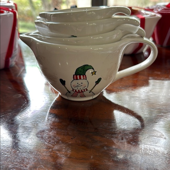 Rae Dunn | Dining | New Rae Dun Snowman Measuring Cups Set Of 4 White ...